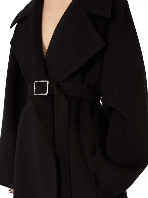 Sportmax Short Wool Coat With Belt Detail - Black
