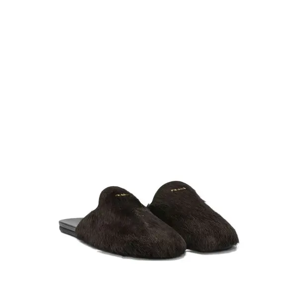 Prada Calf-hair Slip-on Slippers - Brown