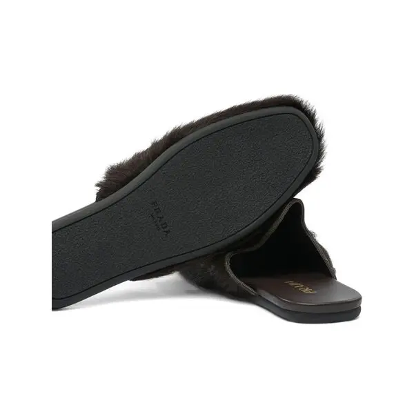 Prada Calf-hair Slip-on Slippers - Brown