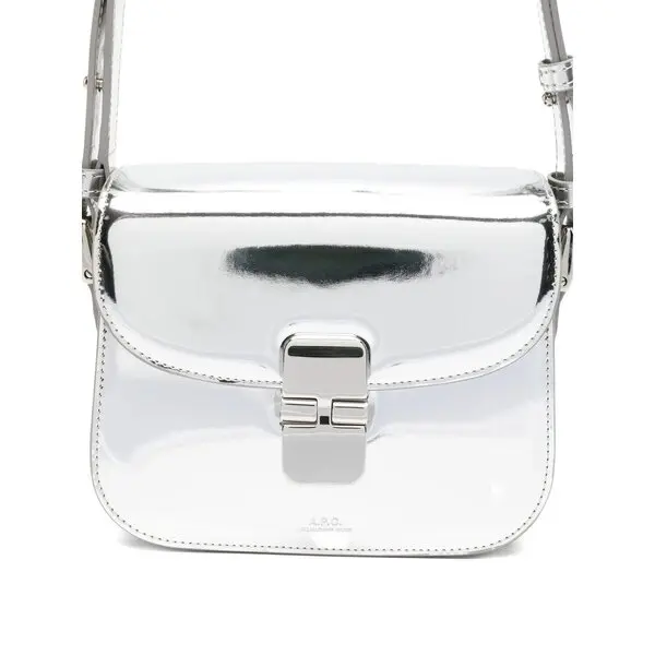 A.p.c. Rectangular Shoulder Bag With Turnlock Fastening - Silver