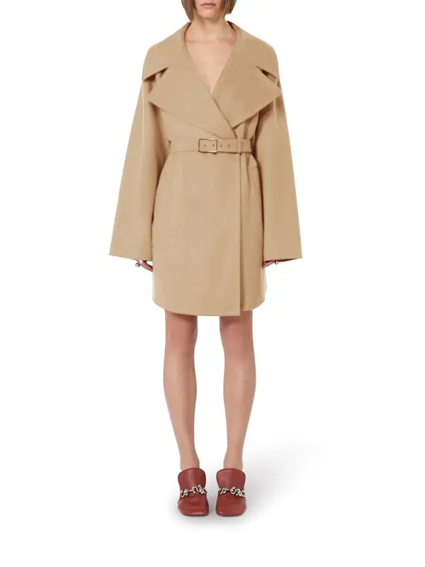 Sportmax Short Wool Coat With Belt - Multicolor