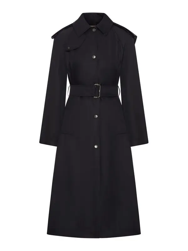 Burberry Long Nylon Car Coat With Hood - Black
