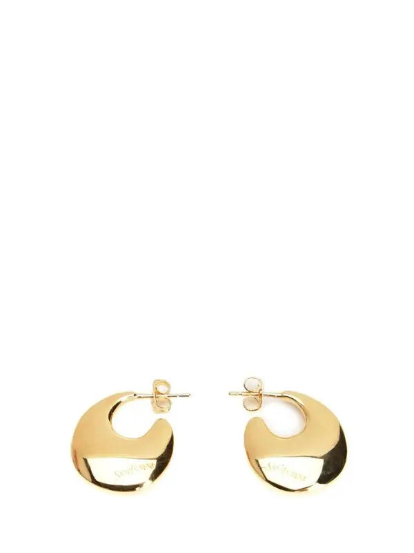 Saint Laurent Drop Hoop Earrings With Engraved Logo