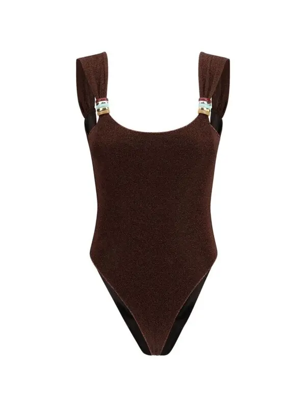 Oseree Lumière Multi Ring Maillot One-piece Swimsuit - Brown