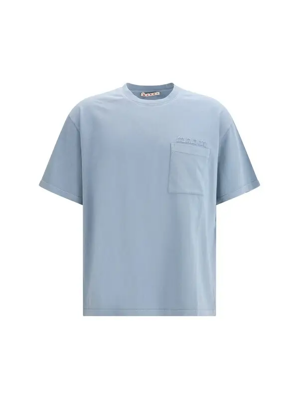 Marni Cotton Jersey T-shirt With Chest Pocket - Blue