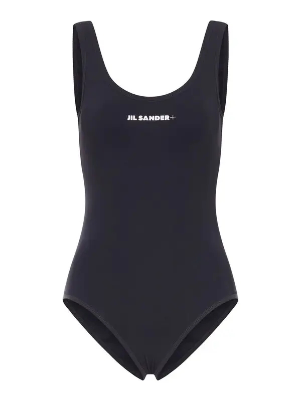 JIL SANDER Logo Print One-piece Swimsuit - Black