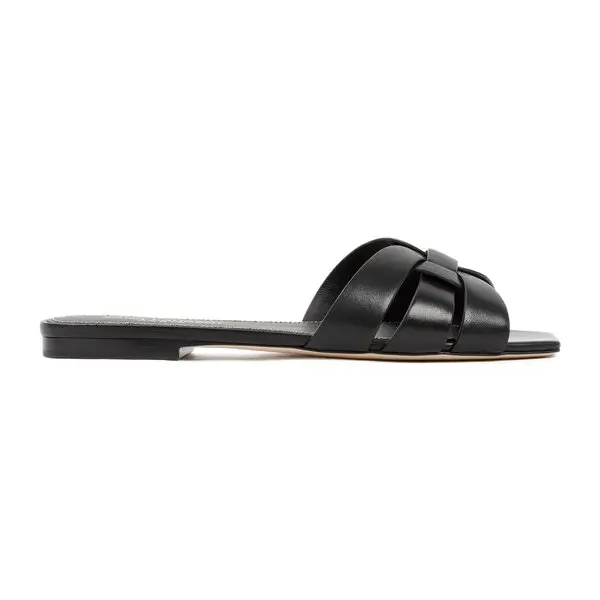 Saint Laurent Leather Tribute Flats - Black