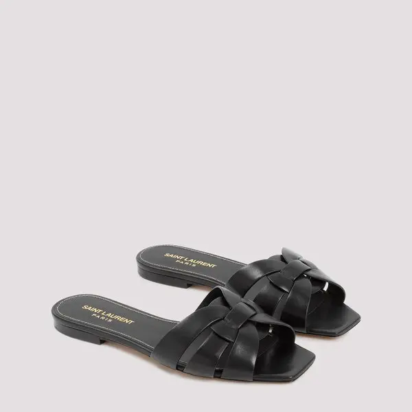 Saint Laurent Leather Tribute Flats - Black