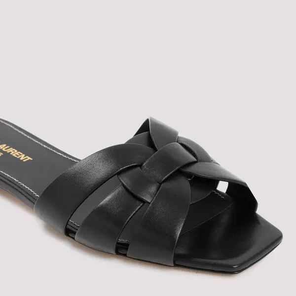 Saint Laurent Leather Tribute Flats - Black