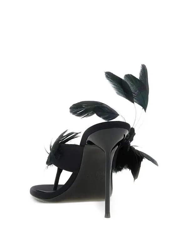 Paris Texas Feather Thong Mule