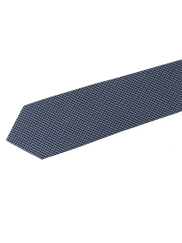 FERRAGAMO Gancini Printed Silk Jacquard Neck Tie