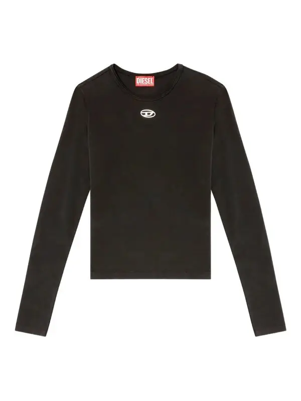 DIESEL® Long Sleeve Ribbed Top With Logo Detail