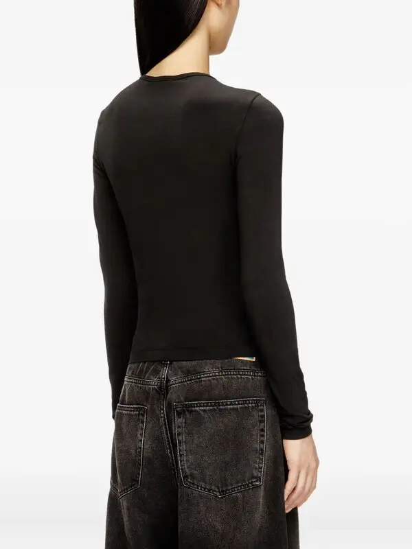 DIESEL® Long Sleeve Ribbed Top With Logo Detail