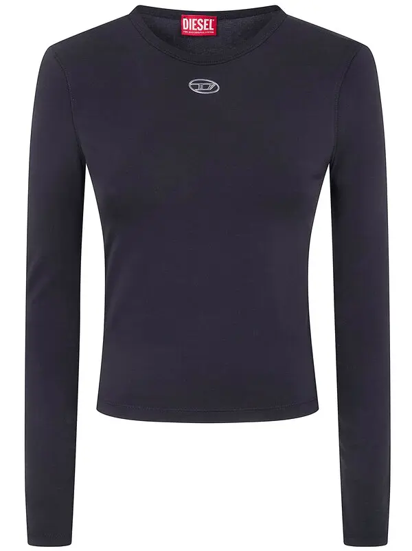 DIESEL® Long Sleeve Ribbed Top With Logo Detail