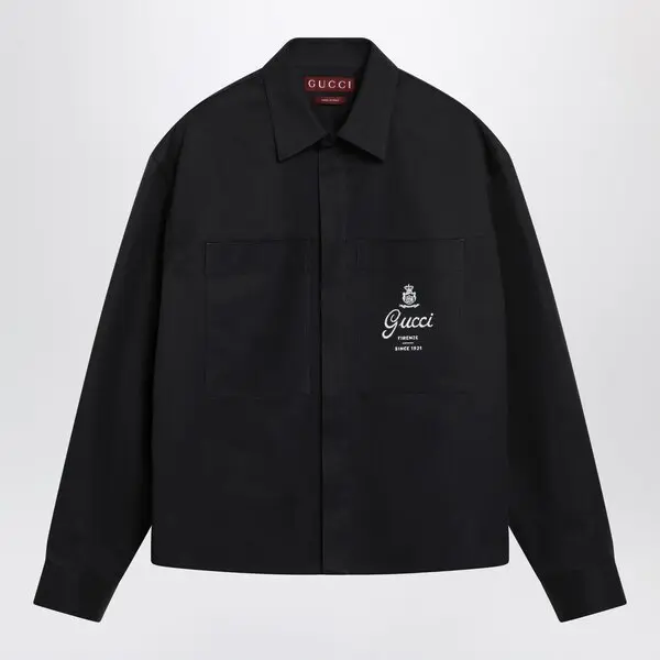 Gucci Ink Printed Cotton Twill Shirt - Blue