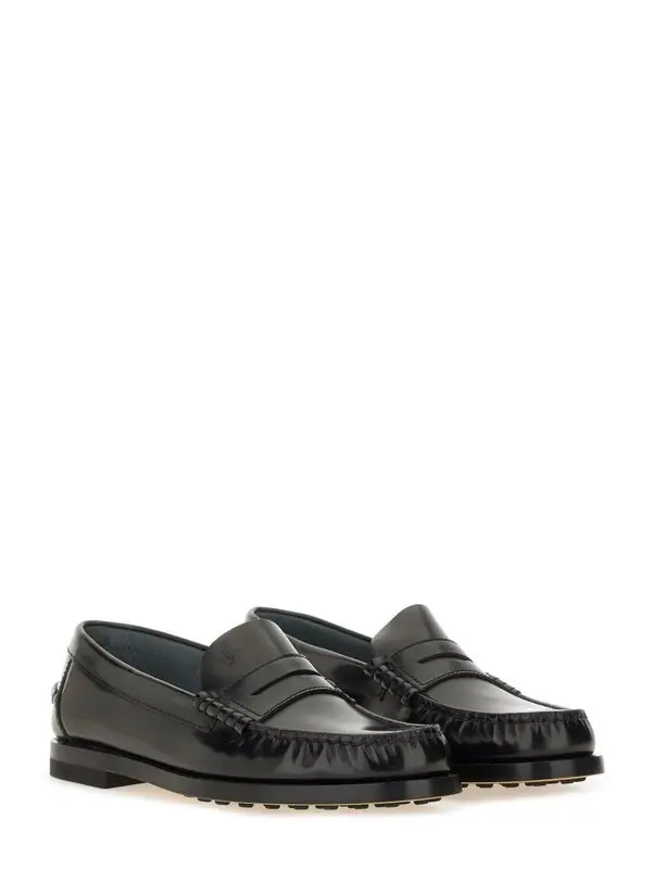 TOD'S Calfskin Leather Loafers - Black