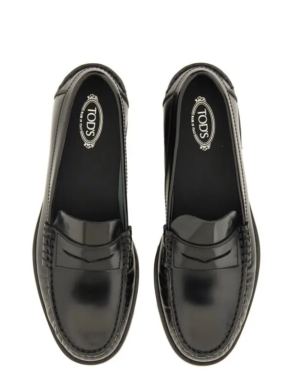 TOD'S Calfskin Leather Loafers - Black