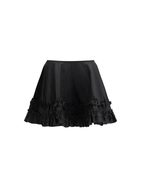 GANNI Duchesse Nylon Mini Frill Skirt - Black