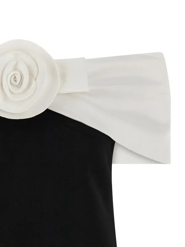SELF-PORTRAIT Off-the-shoulder Crêpe Flower Mini Dress