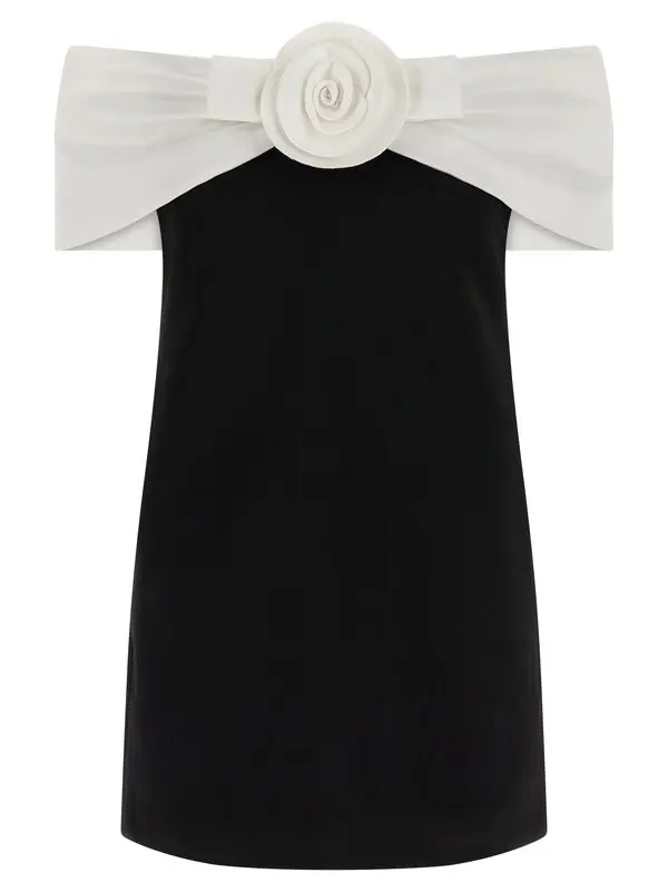 SELF-PORTRAIT Off-the-shoulder Crêpe Flower Mini Dress - Multicolor