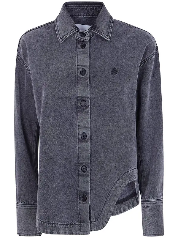Attico Washed Cotton Denim Shirt Jacket
