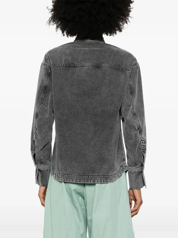 Attico Washed Cotton Denim Shirt Jacket