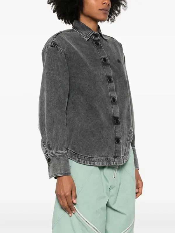 Attico Washed Cotton Denim Shirt Jacket