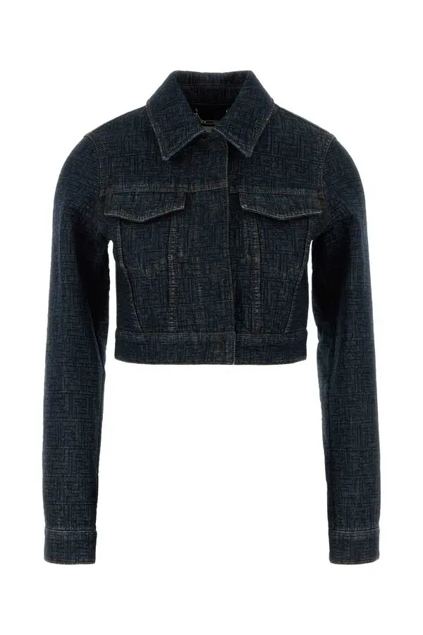 Fendi Monogram Padded Denim Jacket - Blue