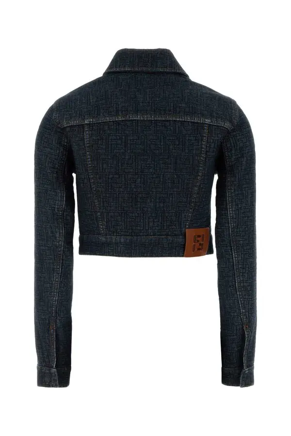 Fendi Monogram Padded Denim Jacket - Blue