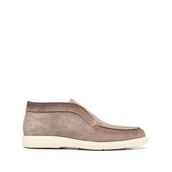 Santoni Sand Beige Suede Slip-on Boots - Brown