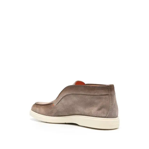 Santoni Sand Beige Suede Slip-on Boots - Brown