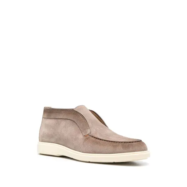 Santoni Sand Beige Suede Slip-on Boots - Brown