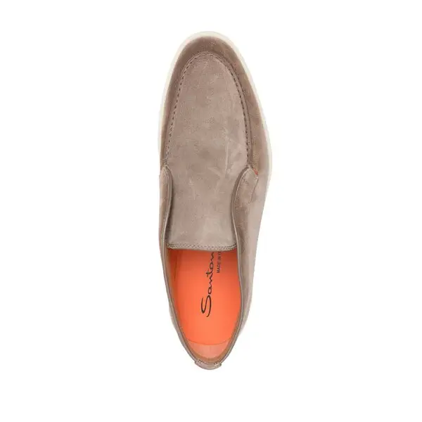 Santoni Sand Beige Suede Slip-on Boots - Brown