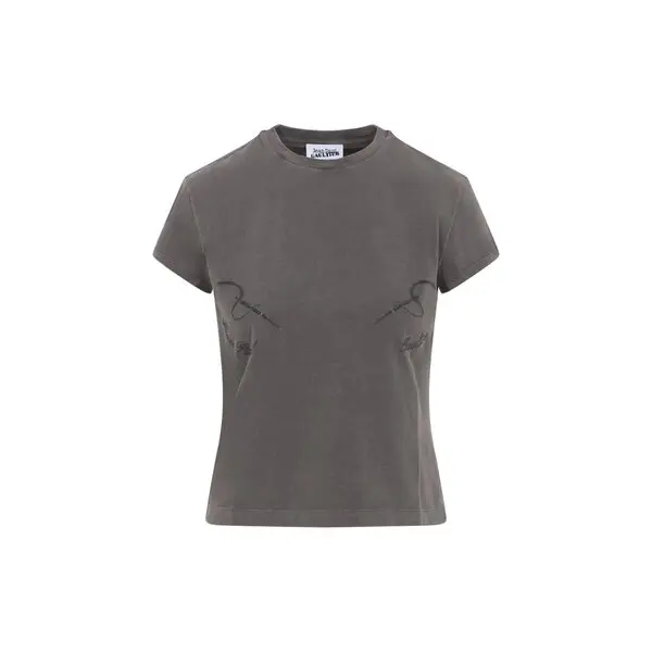 JEAN PAUL GAULTIER Embroidered Cotton T-shirt - Gray