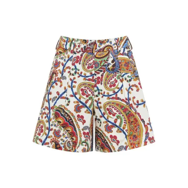 Etro Pleated Shorts With Paisley Print