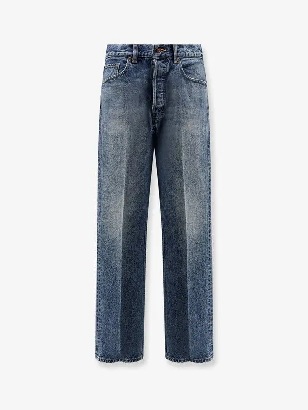 Celine Straight Leg Denim Jeans With Back Logo Label