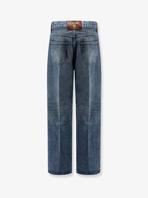 Celine Straight Leg Denim Jeans With Back Logo Label