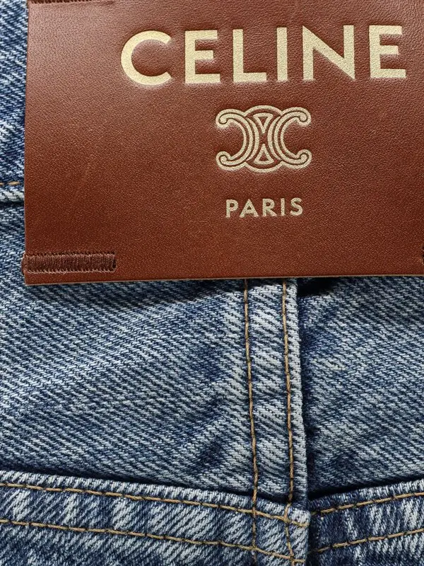 Celine Straight Leg Denim Jeans With Back Logo Label