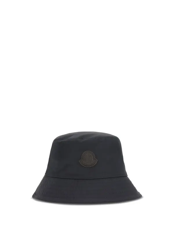 Moncler Cotton And Nylon Bucket Hat With Leather Trim - Blue
