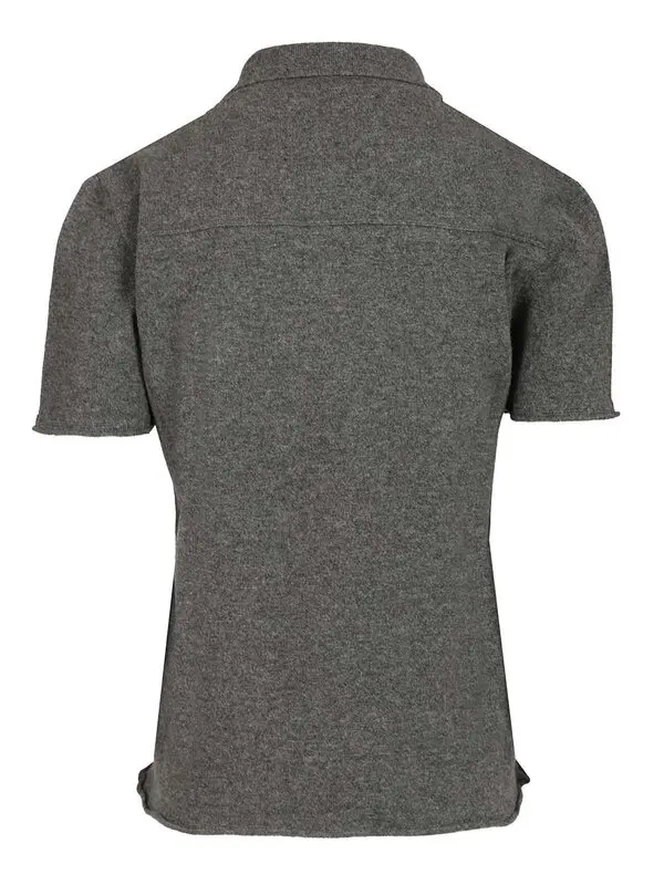 Miu Miu Cashmere Polo Shirt With Logo Patch - Gray