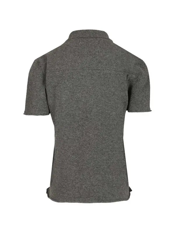 Miu Miu Cashmere Polo Shirt With Logo Patch - Gray