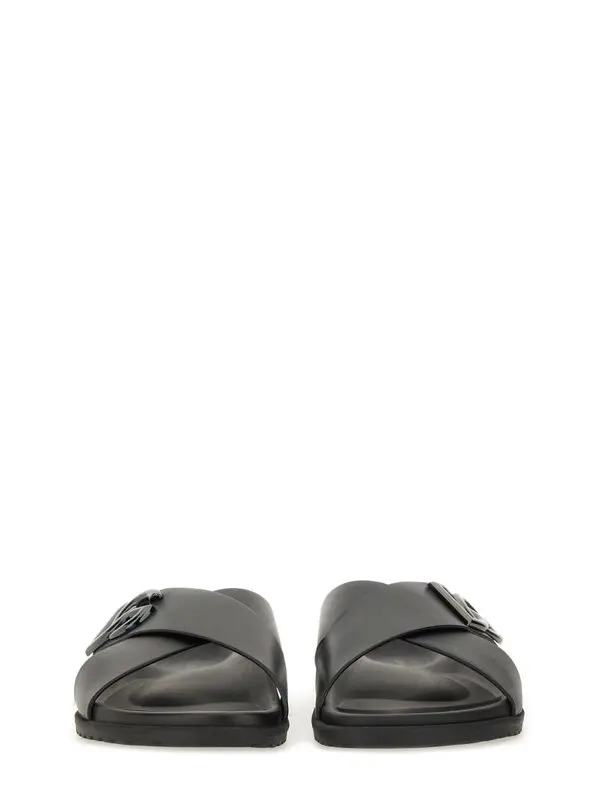 Dolce & Gabbana Calfskin Cross Strap Sandals With Dg Logo
