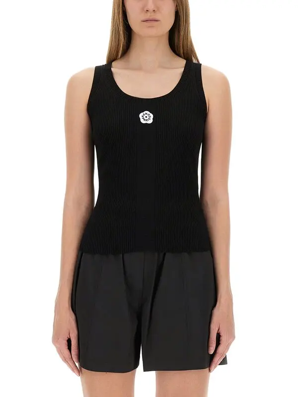 Kenzo Boke Flower Embroidery Tank Top - Black
