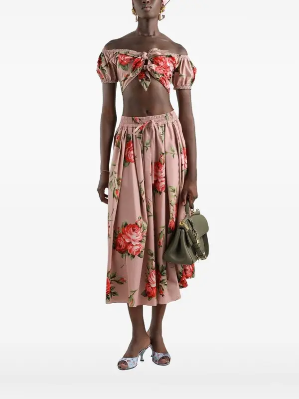 Dolce & Gabbana Rose Bouquet Print Cropped Top