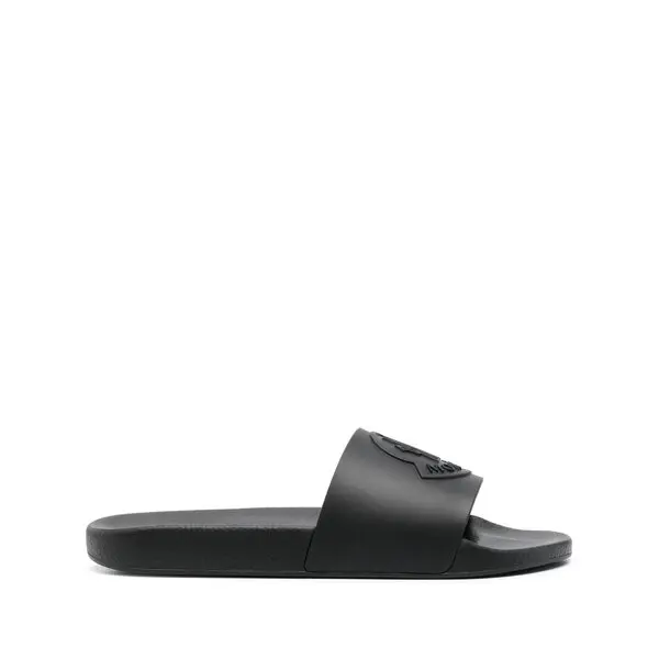 Moncler Embossed Logo Slides - Black