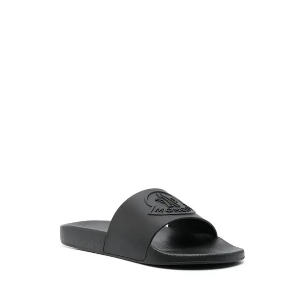 Moncler Embossed Logo Slides - Black