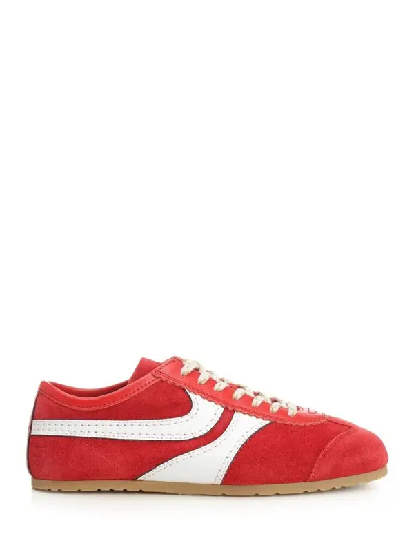 Dries Van Noten Suede And Leather Lace-up Sneakers - Red