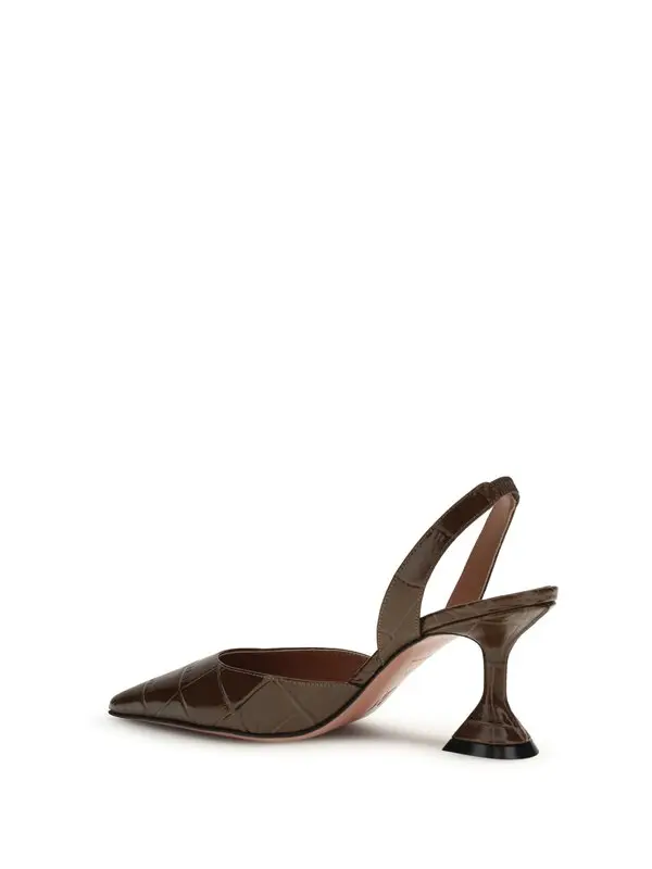 Amina Muaddi Holli Slingback Pumps - Brown
