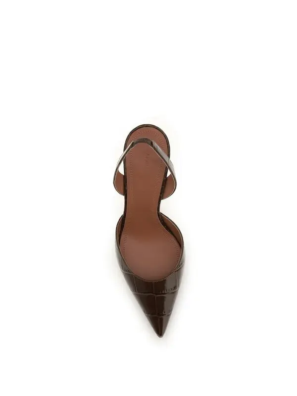 Amina Muaddi Holli Slingback Pumps - Brown