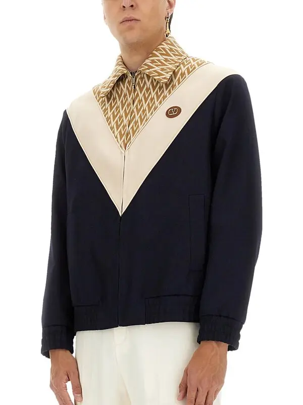 Valentino Garavani Wool Bomber Jacket With Print